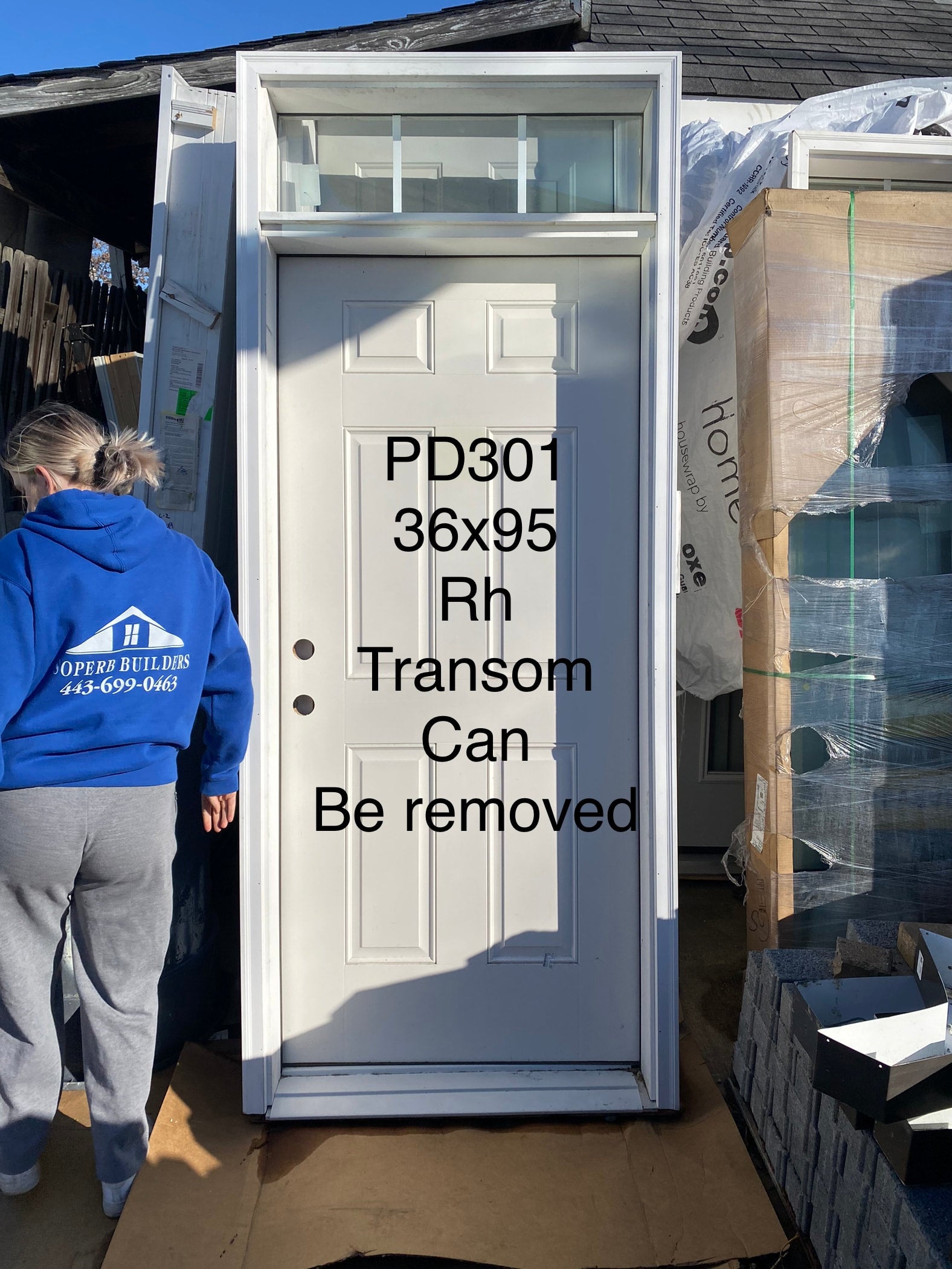 PD301 - 36 x 95 RH 6 Panel w/transom Exterior Door (transom can be ...